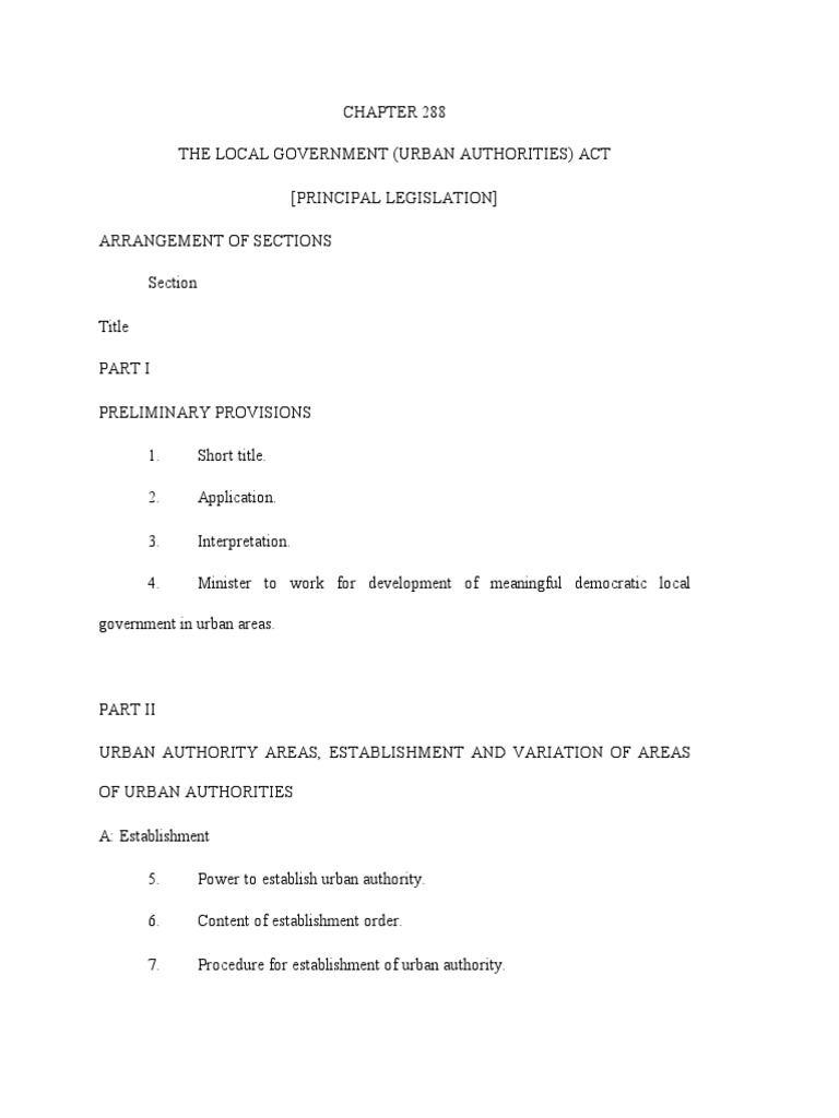 Local Government Urban Authorities Act | PDF | Mayor | Committee