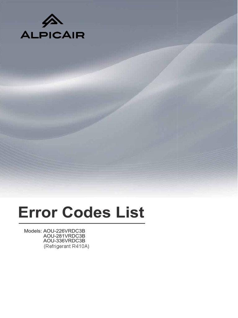 Alpicair Error Codes for AOU Models | PDF | Temperature | Engineering ...