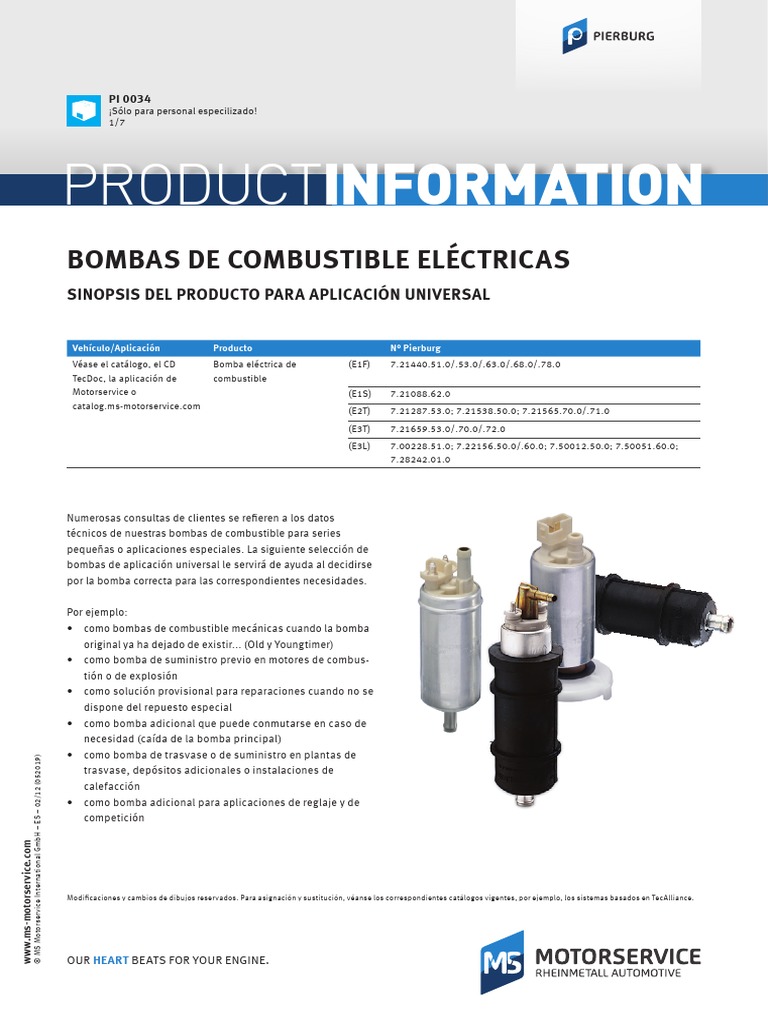 Bombas-de-combustible-eléctricas-para-aplicación-universal_59217 | PDF | Bomba | Engranaje