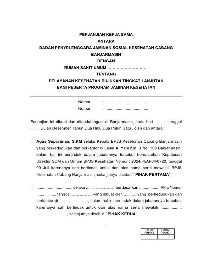 Template PKS RS Umum 2022 | PDF