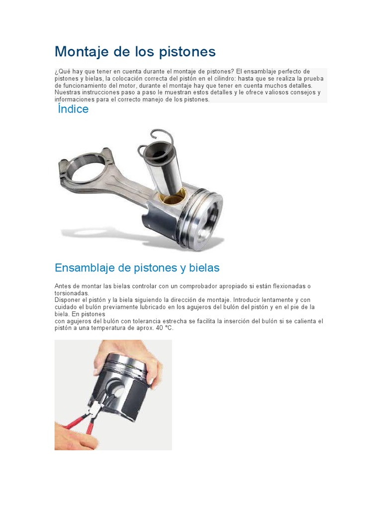 Montaje Correcto de Pistones y Bielas | PDF | Pistón | Tecnología de ...