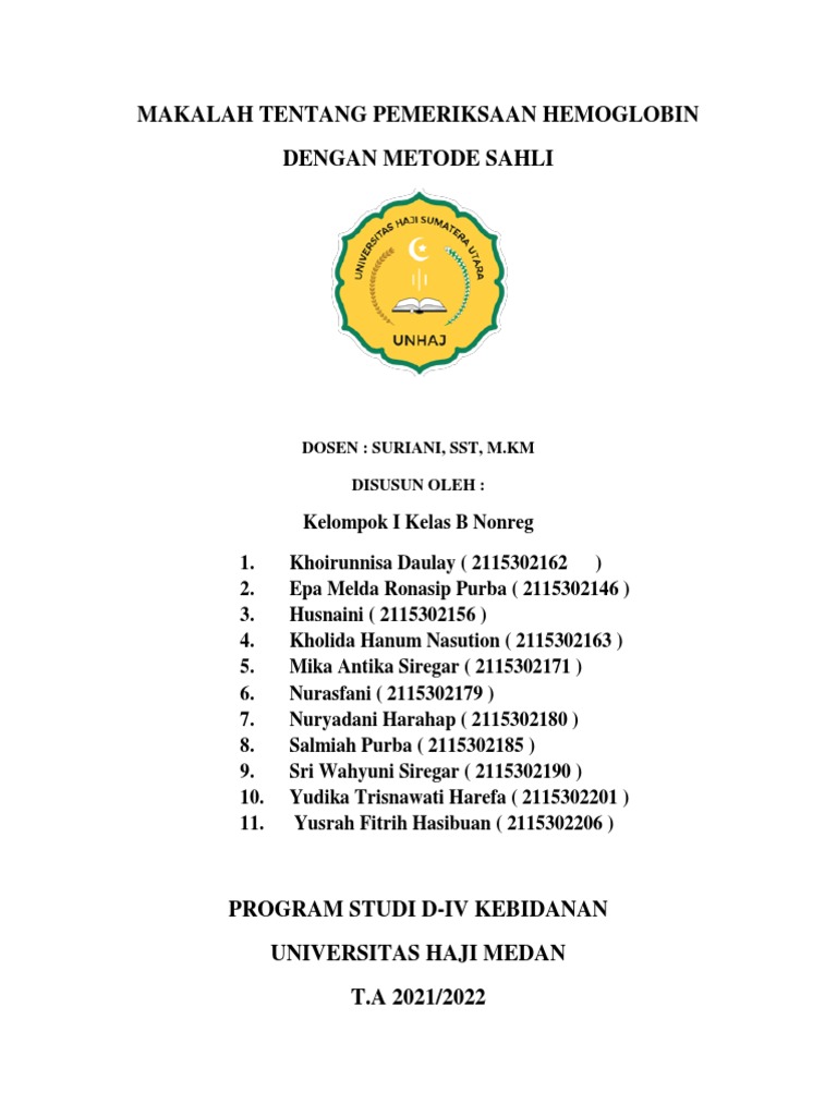 Pemeriksaan Hemoglobin Metode Sahli | PDF