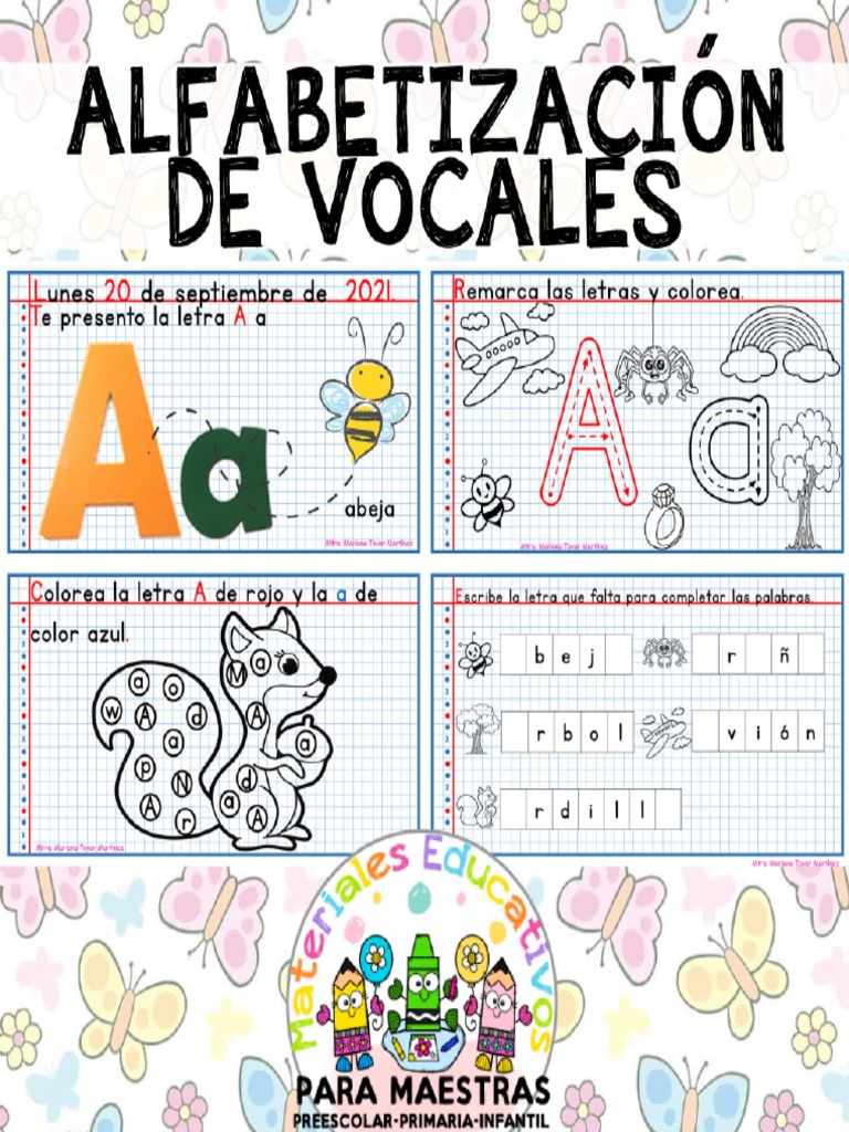 Cuaderno Alfabetización de Vocales Por Materiales Educativos Maestras | PDF