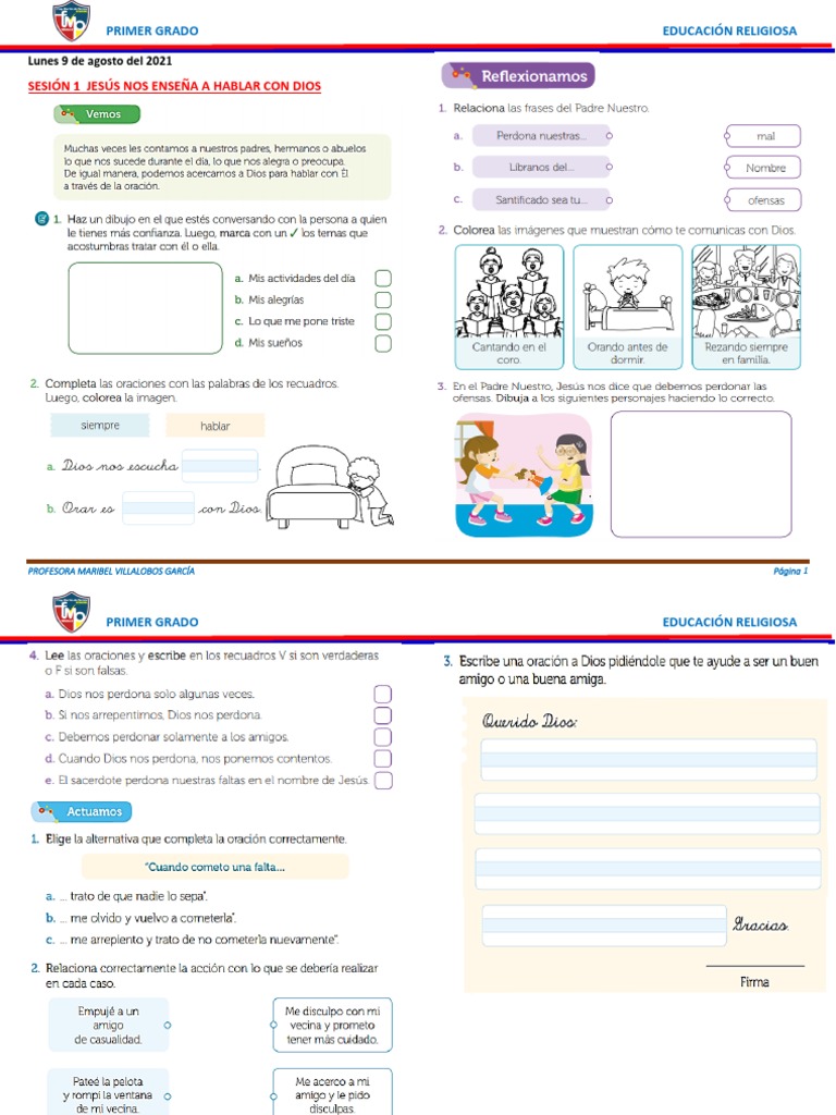 1 Actividad - Jesús Nos Enseña A Hablar Con Dios | PDF