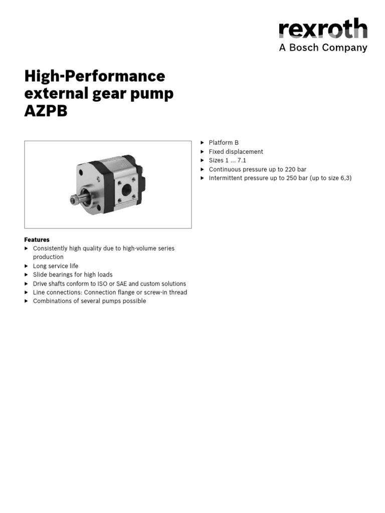High-Performance External Gear Pump Azpb: Features | PDF | Pump ...