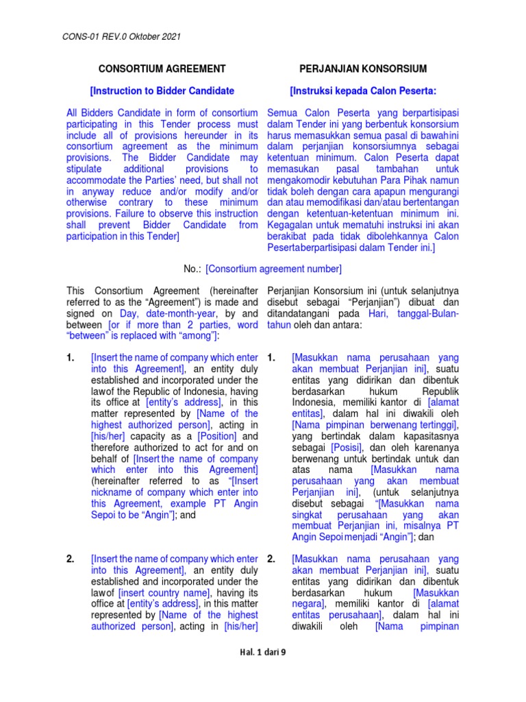 Panduan Perjanjian Konsorsium | PDF