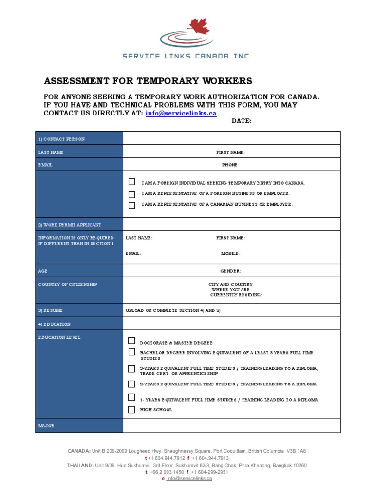 Temporary Work Authorization Assessment | PDF | Academic Degree | Canada