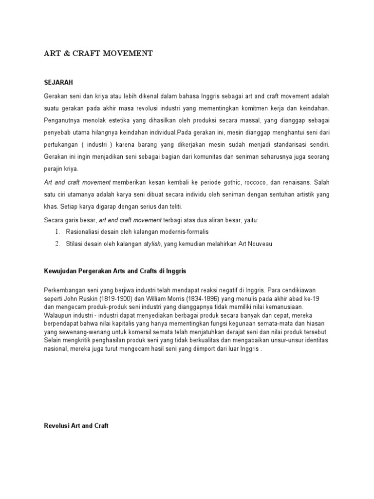 Art and Craft Movement | PDF