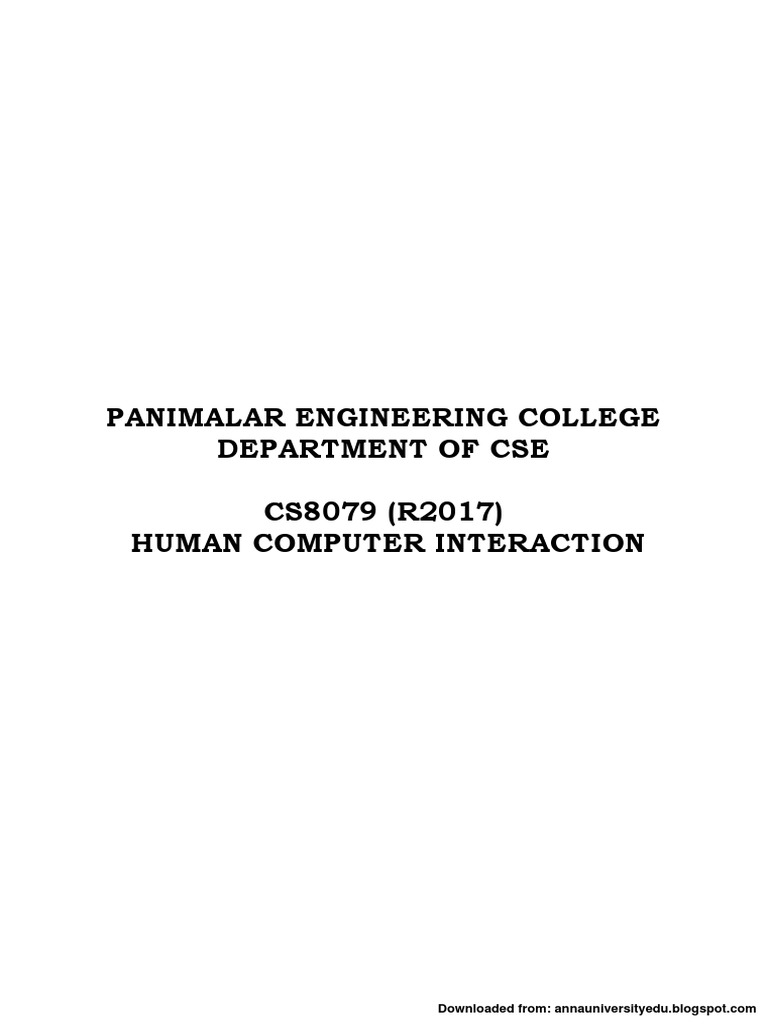 Unit 1-5 CS8079 HCI QBank Panimalar College PDF | PDF | Human–Computer Interaction | Experiment