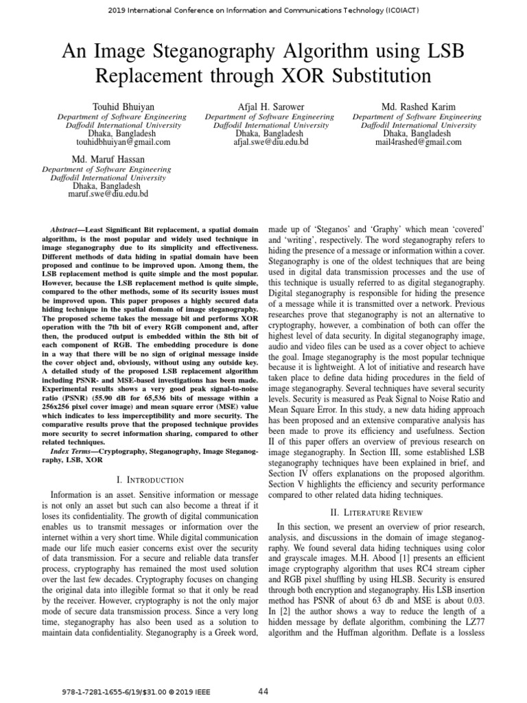 An Image Steganography Algorithm Using LSB Replacement Through XOR ...