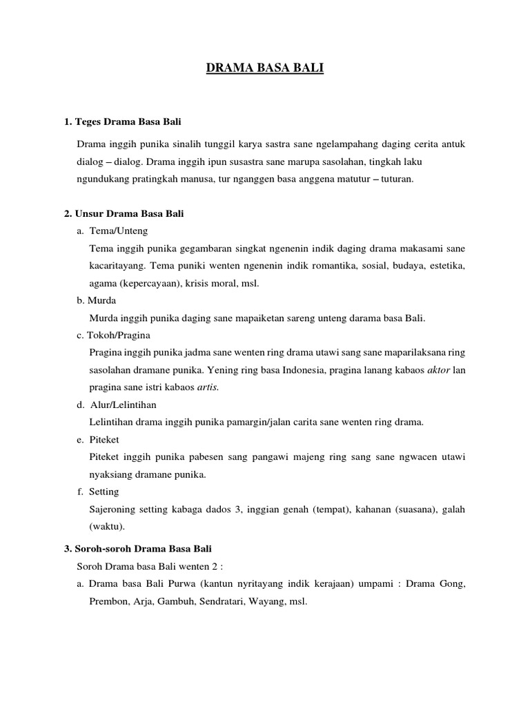 Materi Drama Basa Bali | PDF
