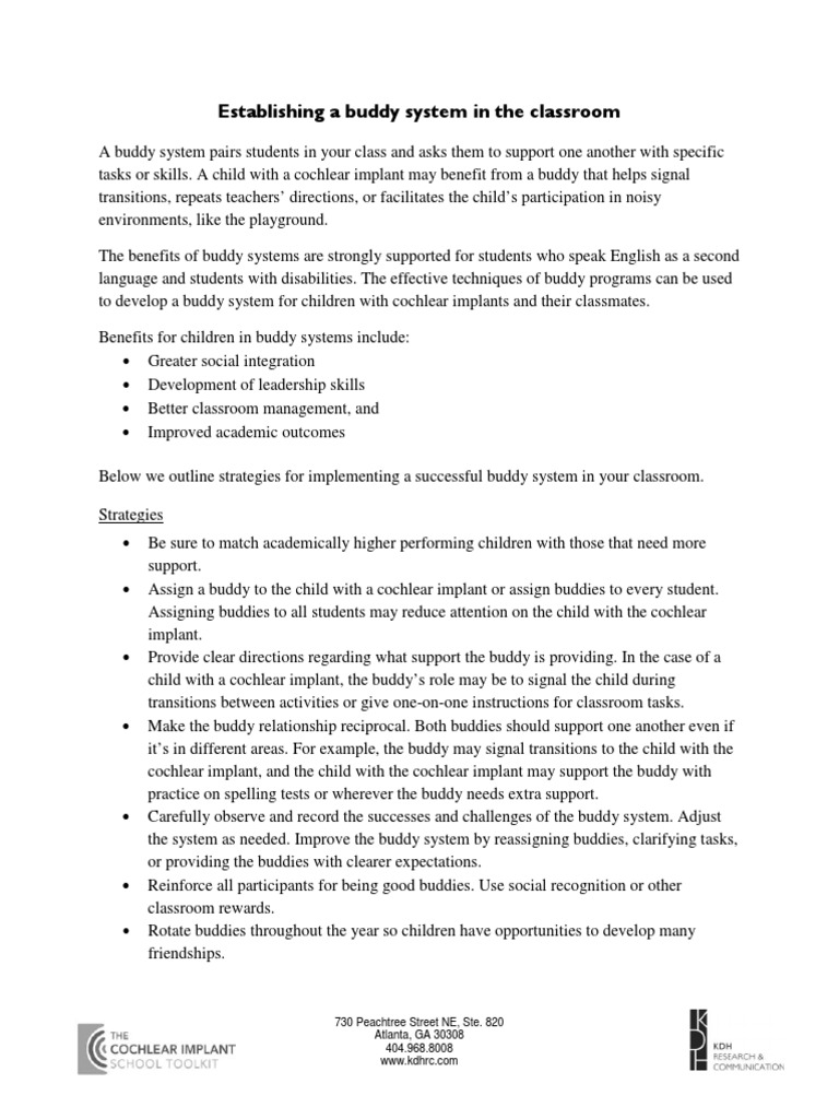 Establishing A Buddy System in The Classroom | PDF | Classroom ...