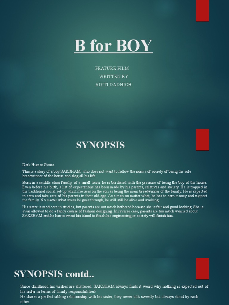 B For BOY: Feature Film Written by Aditi Dadhich | PDF