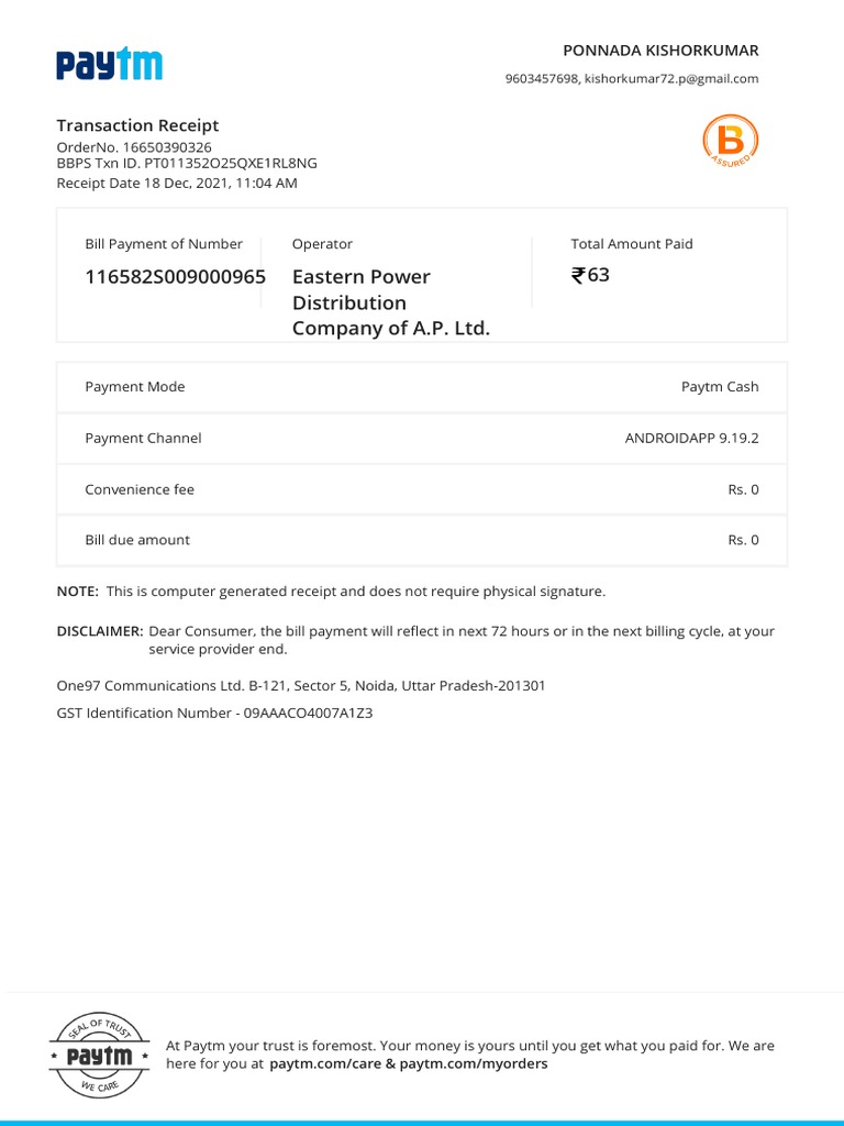 116582S009000965 Eastern Power Distribution Company of A.P. Ltd. 63 | PDF