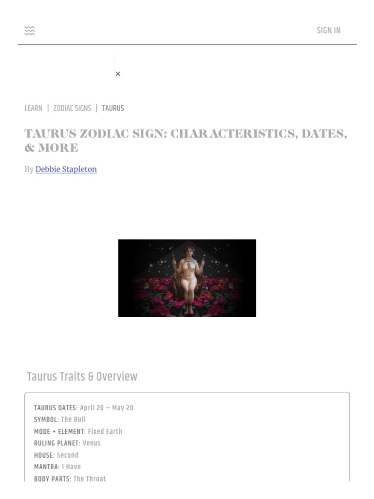 Taurus Zodiac Sign: Dates & Traits | PDF | Astrological Sign | Planets ...