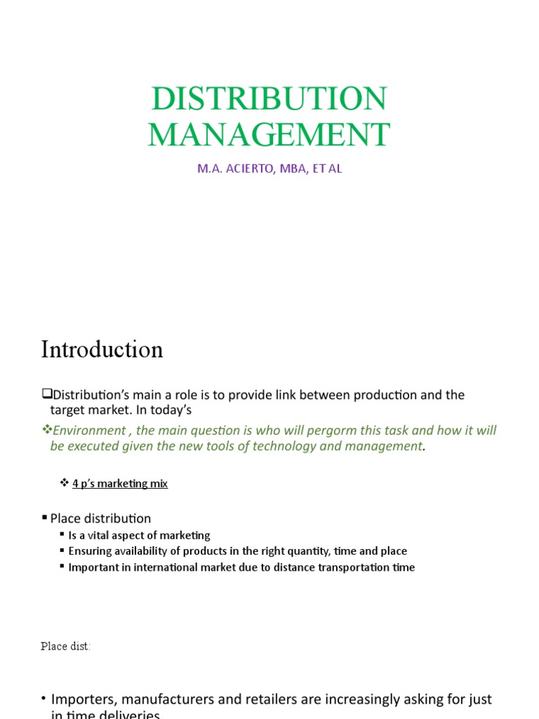 Distribution Management | PDF | Retail | Marketing