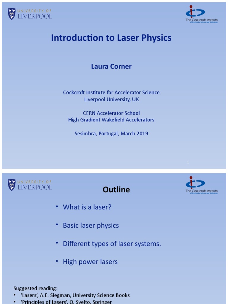 Introduction To Laser Physics: Laura Corner | PDF | Laser ...
