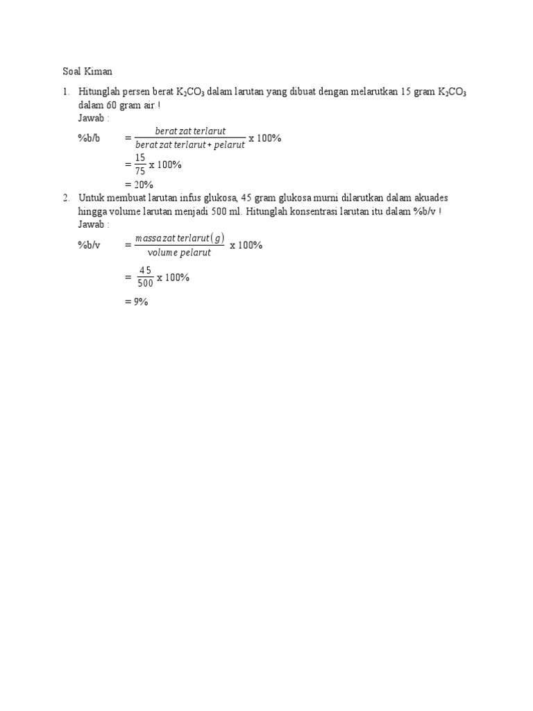 KONSENTRASI LARUTAN DAN PERHITUNGAN PERSENTASE | PDF