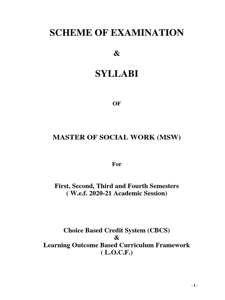 Scheme & Syllabus of MSW | PDF | Social Sciences | Social Work
