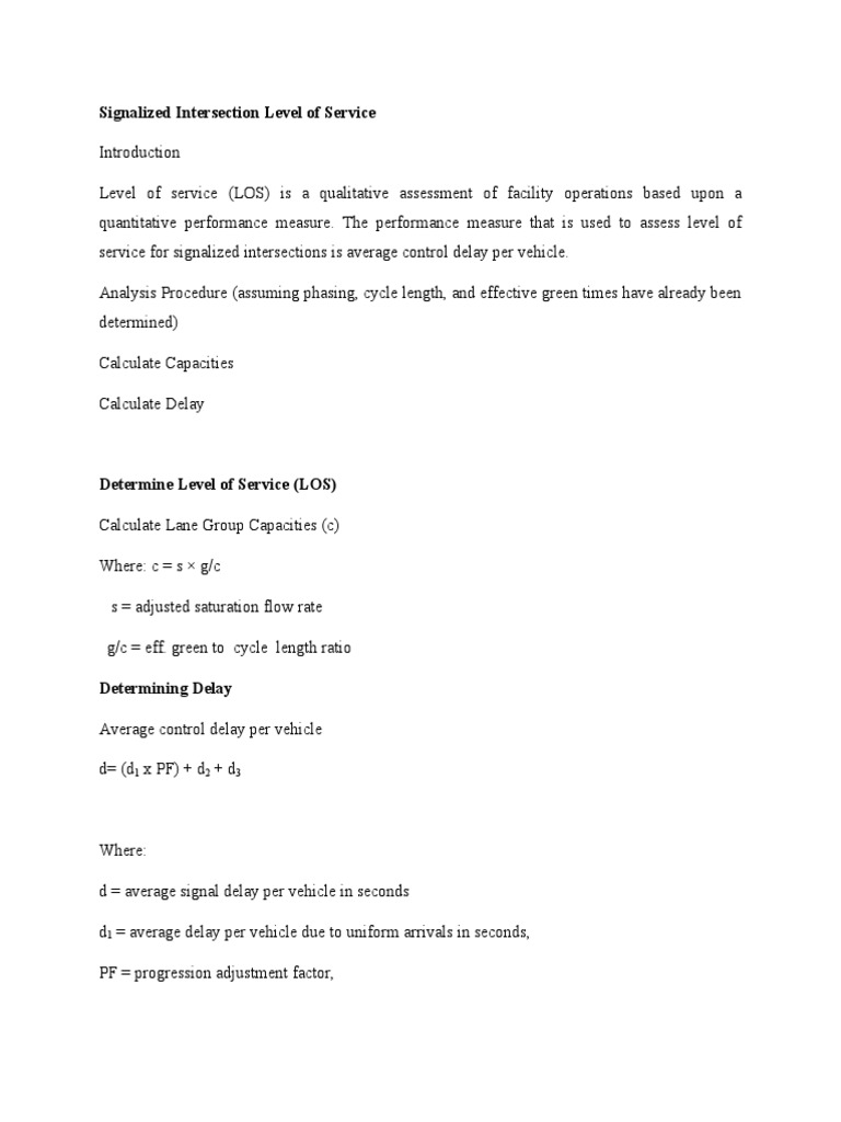Signalized Intersection Level of Service Good | PDF | Teaching Methods ...
