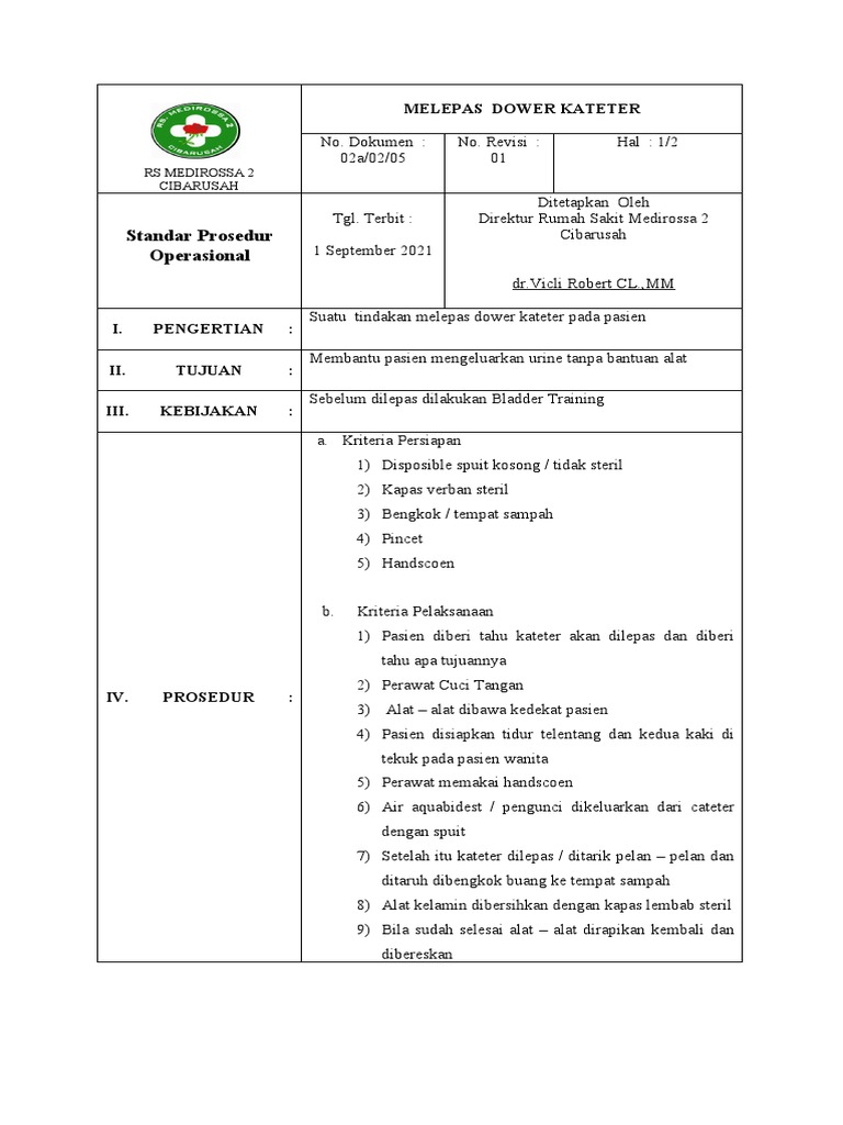 Spo Melepas Dower Kateter (DC) | PDF
