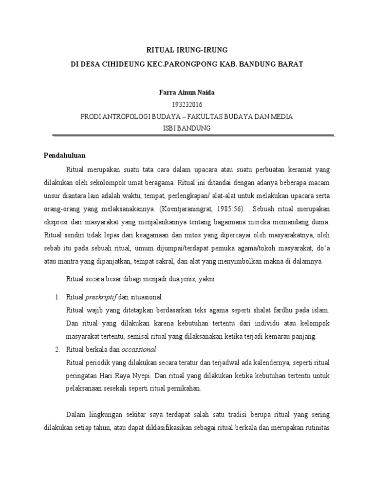 Ritual Irung-Irung: Tradisi Syukur Air | PDF