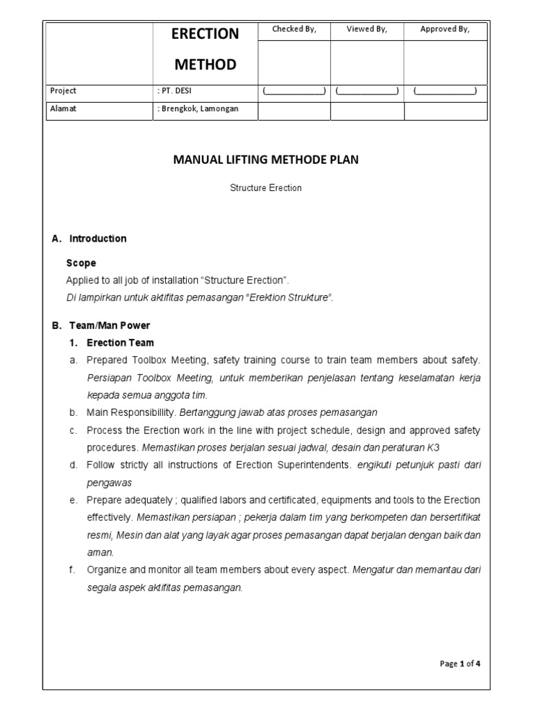 Manual Erection With Scaffolding | PDF