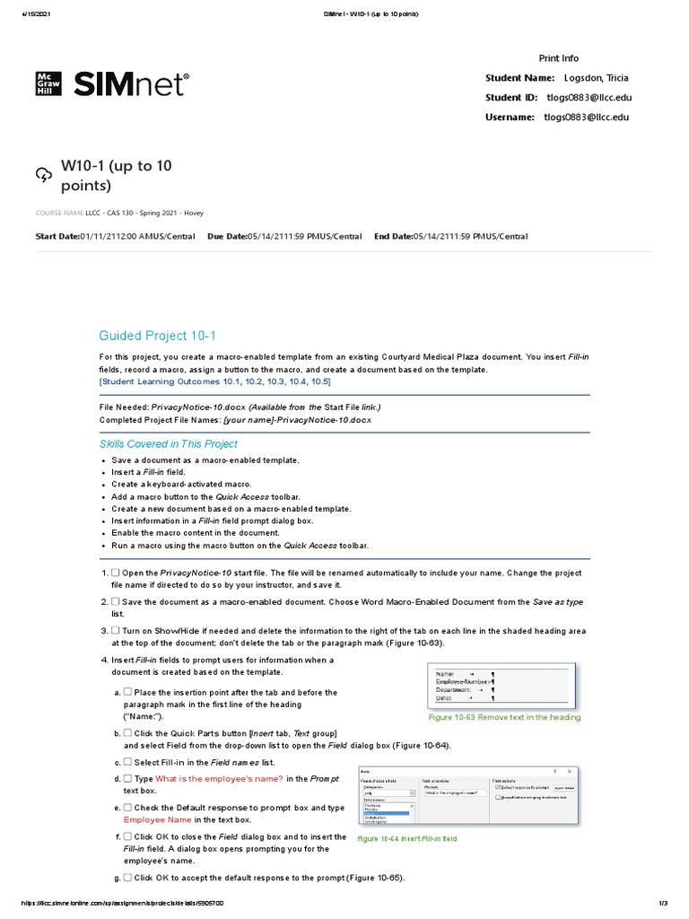 SIMnet - W10-1 (Up To 10 Points) | PDF | Dialog Box | Button (Computing)
