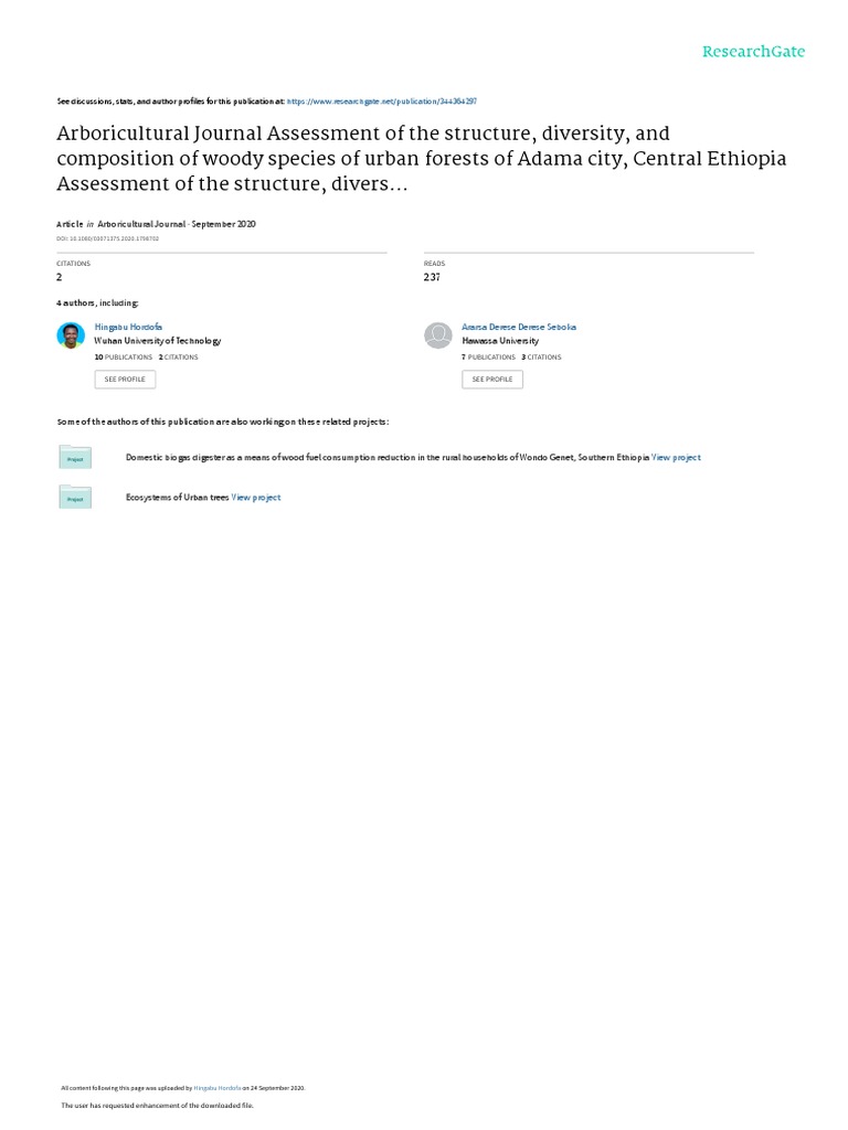Arboricultural Journal Assessment of The Structure, Diversity, and ...