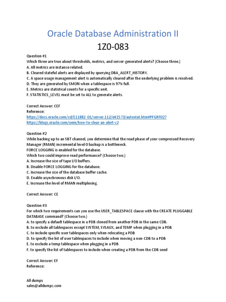 Oracle Database Administration II | PDF | Databases | Backup