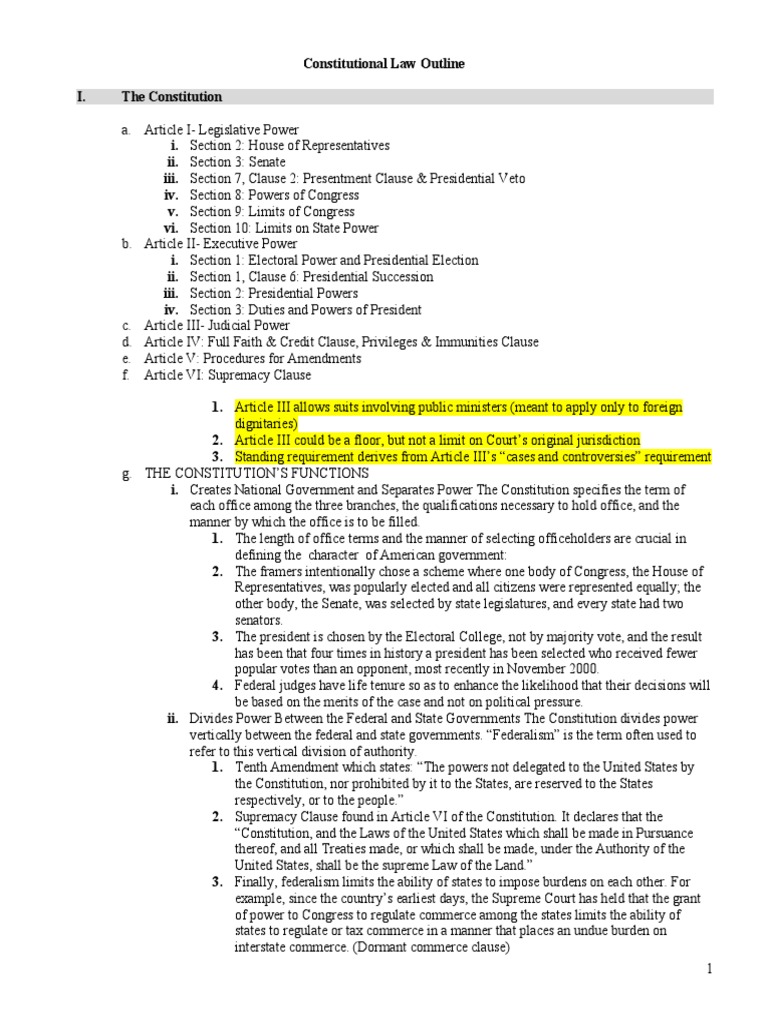 Constitutional Law Outline 1