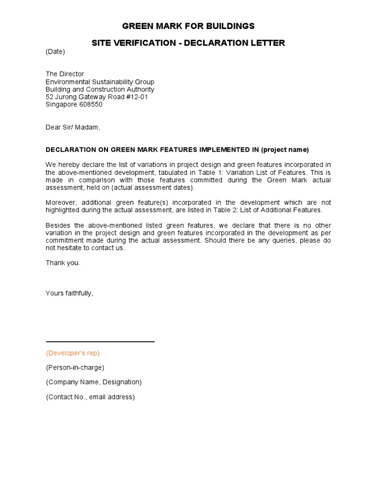 Appendix A - Declaration Letter | PDF