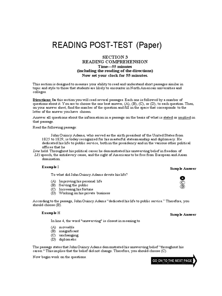 Reading Post-Test (Paper) : Section 3 | PDF | Solar Eclipse | Scott Joplin
