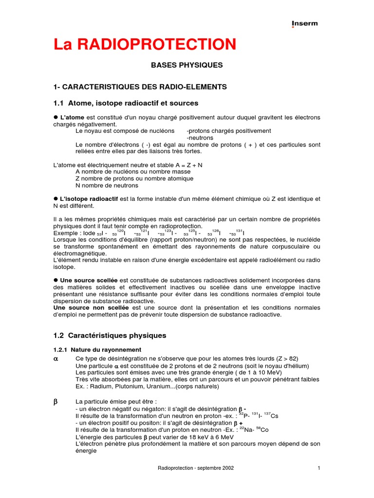 Radio Protection | PDF | Radioactivité | Noyau atomique
