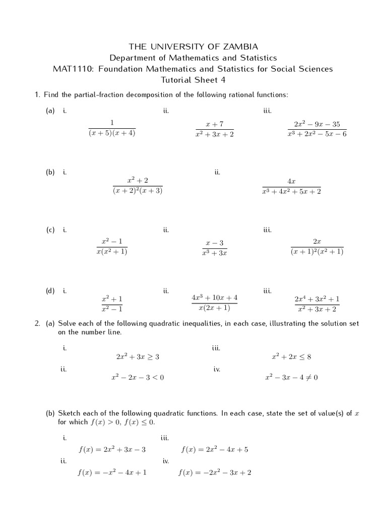 Analysis of Foundational Mathematics and Statistics Problems Involving Partial Fractions ...