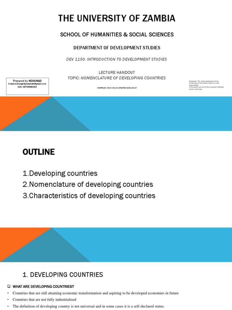 DEV 1150 LECTURE Classification of Developing Countries | PDF ...