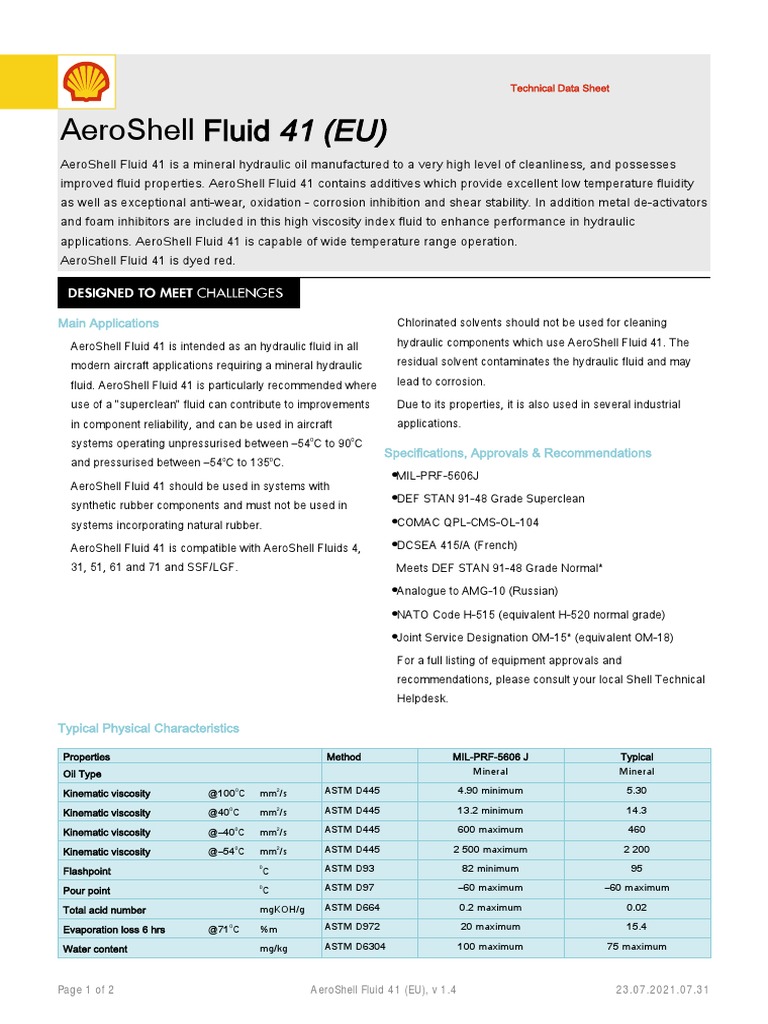 AeroShell Fluid 41 | PDF | Viscosity | Chemistry