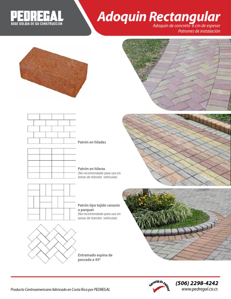 Adoquin Rectangular (Adoquin de Concreto 6cm - Patrones Instalacion | PDF