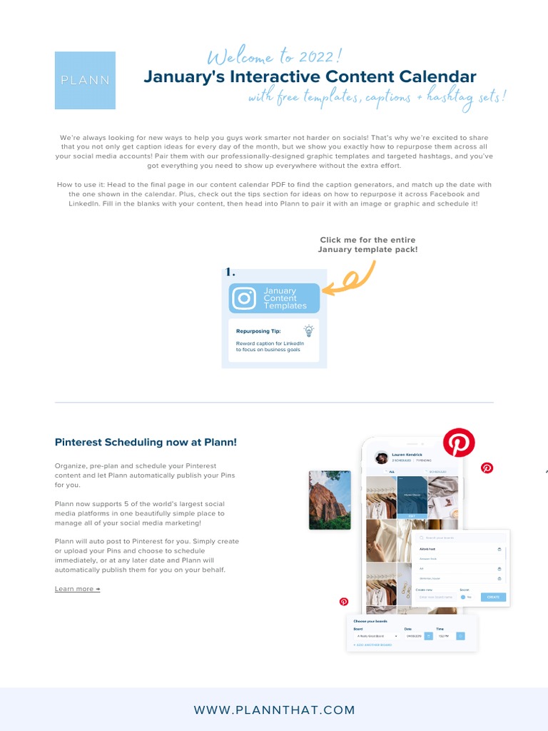 January Content Calendar Plann 2022 | PDF | Social Media | Popular ...