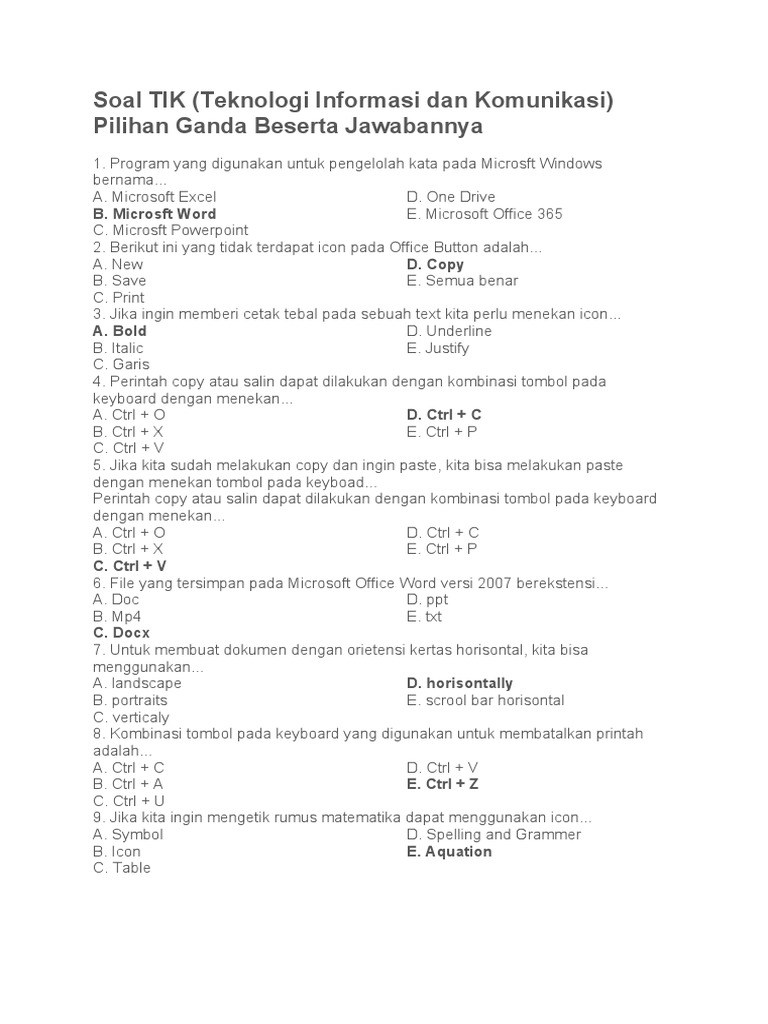 Soal TIK Kls 8 | PDF | Seni