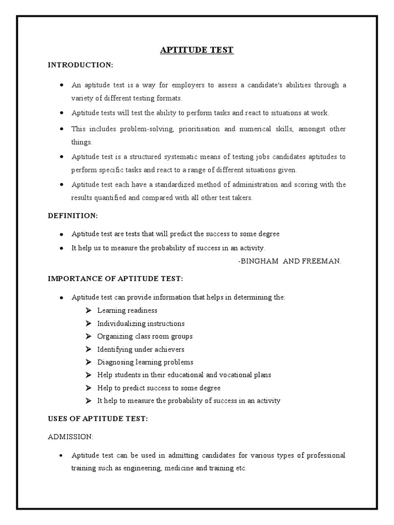 Aptitude Test