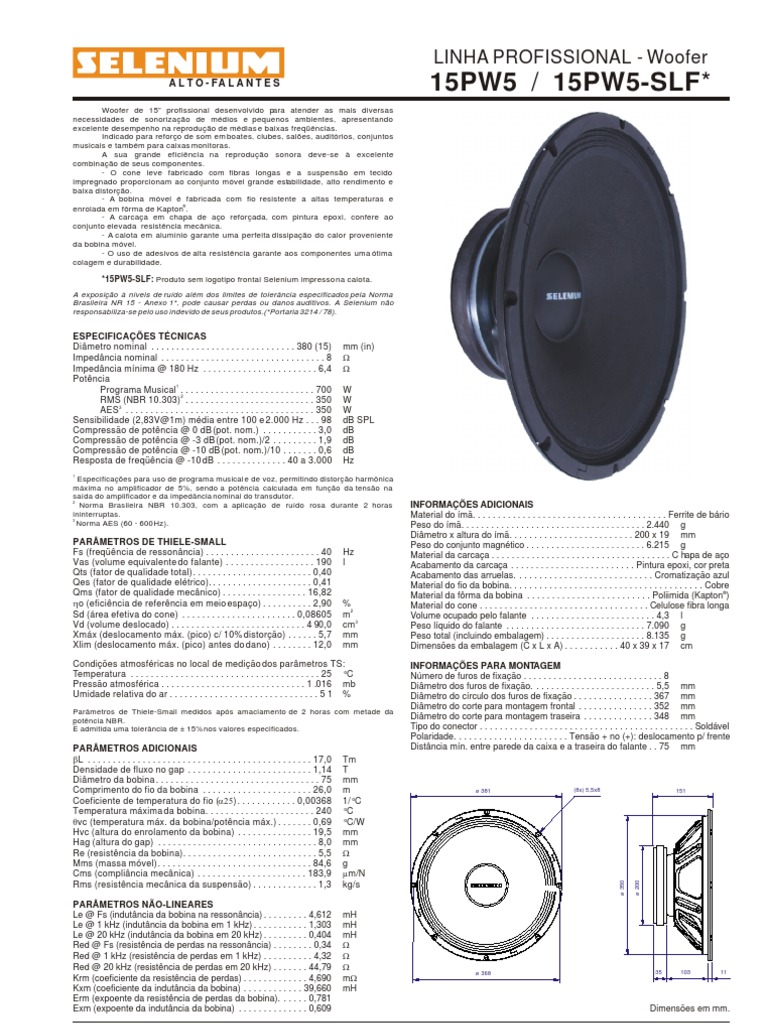 Selenium 15 PW3 | PDF | Alto-falante | Resistência elétrica e condutividade