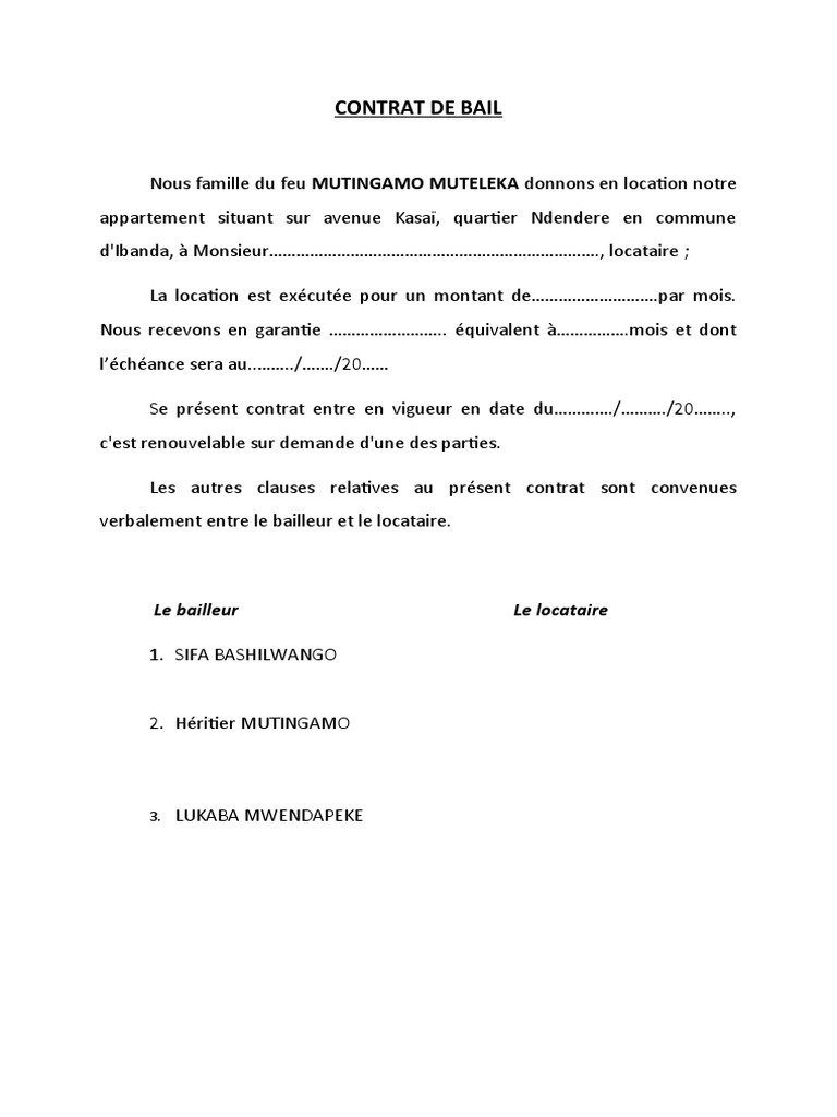 Contrat de Bail | PDF