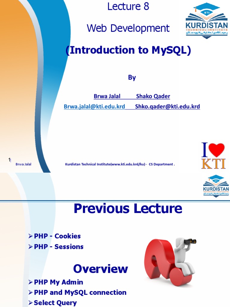 (Introduction To Mysql) : Brwa - Jalal@Kti - Edu.Krd | PDF ...