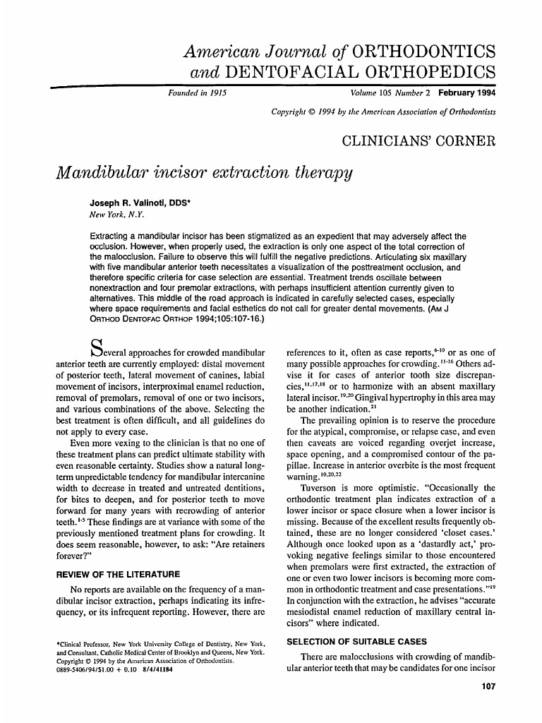 Mandibular Incisor Extraction Therapy | PDF | Orthodontics | Facial ...