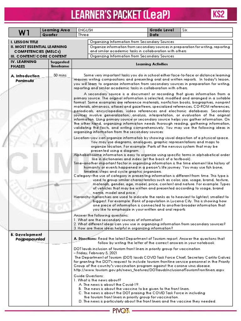 English 6 Q3 Week 1 | PDF