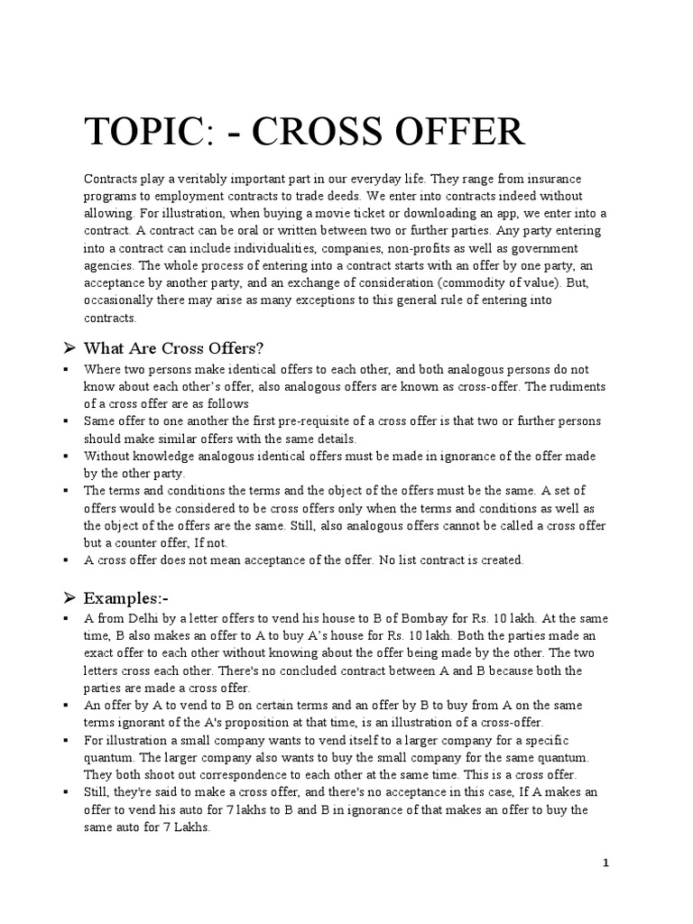 Topic: - Cross Offer: What Are Cross Offers? | PDF | Offer And ...