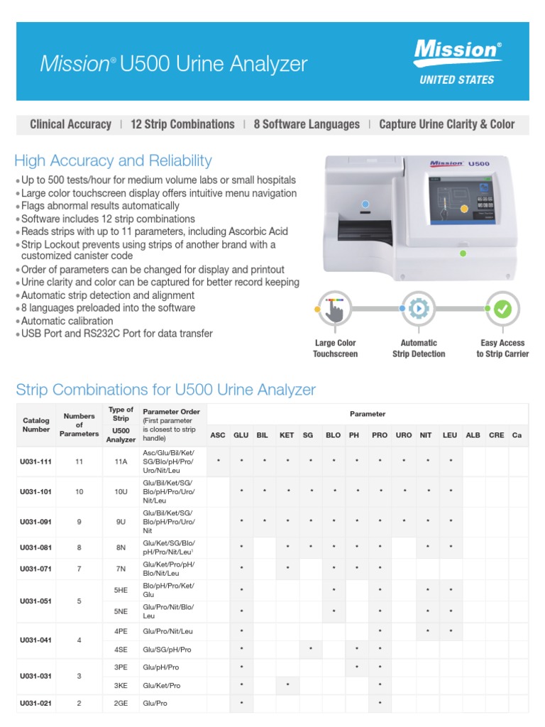 PN 22200027501 - U500 Mission Urine Analyzer - US - CR | PDF | Computer ...