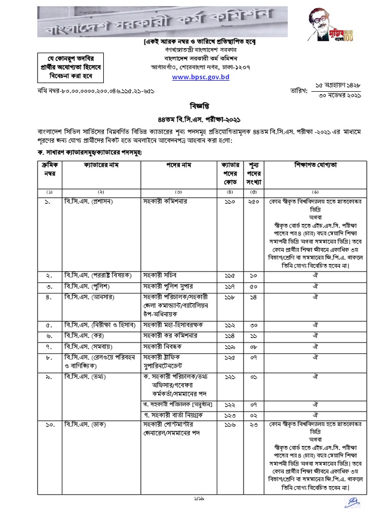44 BCS Advertisement (Final) | PDF