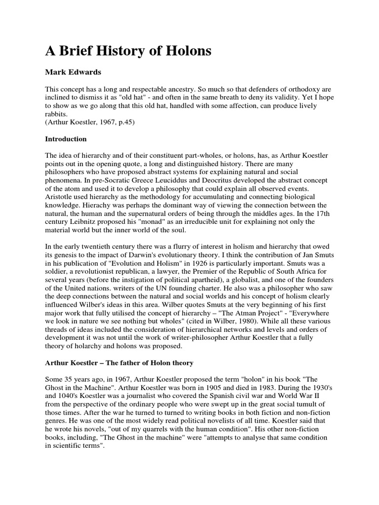A Brief History of Holons | PDF | Reductionism | Theory